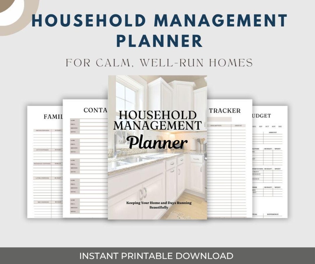 Household Management Planner Printable | Home Organization Binder ...
