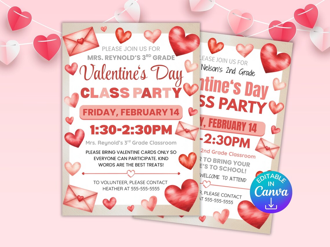 Editable Valentine’s Day Class Party Invitation, Classroom Valentine ...