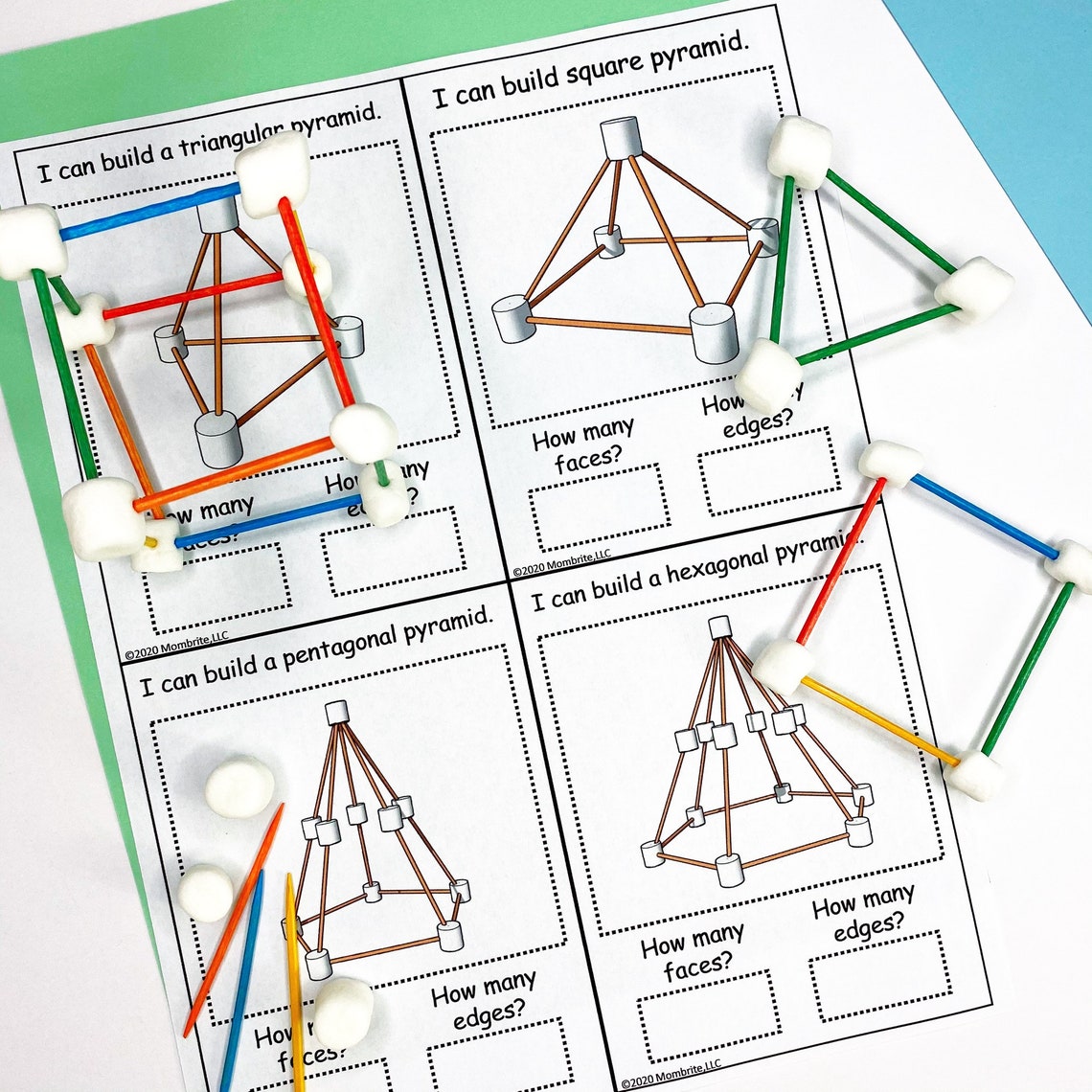 Marshmallow and Toothpick Geometry Game | Printable Puzzle Games for ...
