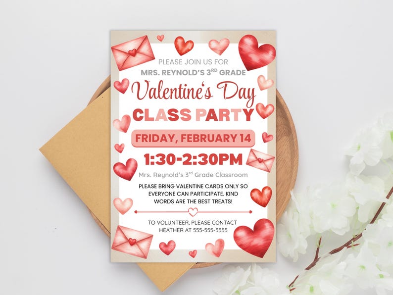 Editable Valentine’s Day Class Party Invitation, Classroom Valentine ...
