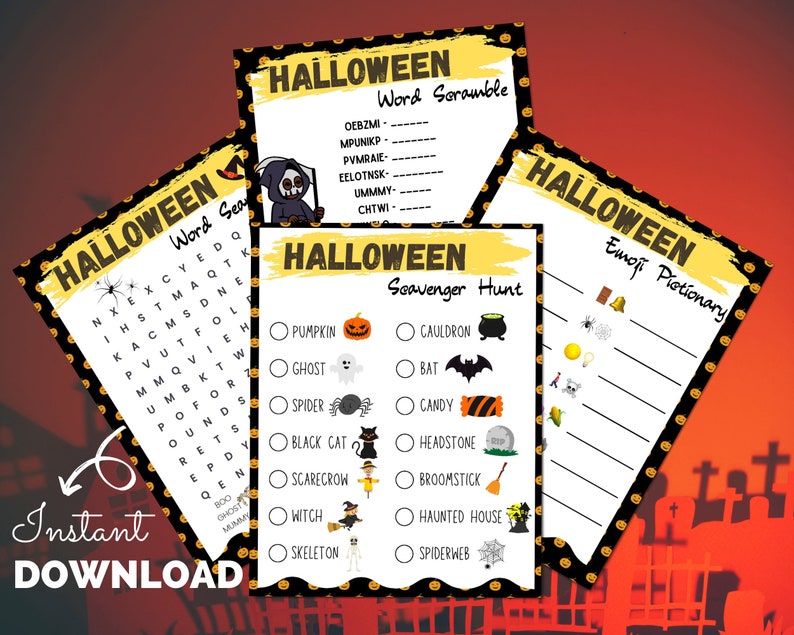 Halloween Games Printable, Halloween Word Search Game, Printable ...