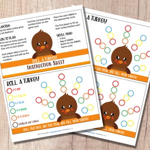 Thanksgiving Game| Roll a Turkey Dice Game | Thanksgiving Games for ...