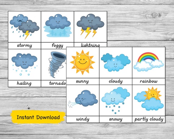 Weather Montessori Nomenclature Cards Printable Preschool | Etsy