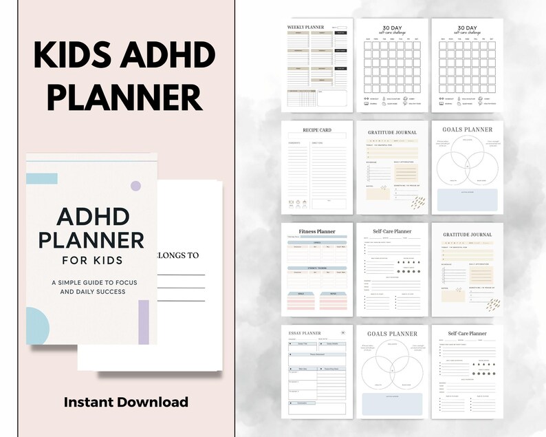 ADHD Planner for Kids Printable | Daily Routine Chart | Focus and Task ...