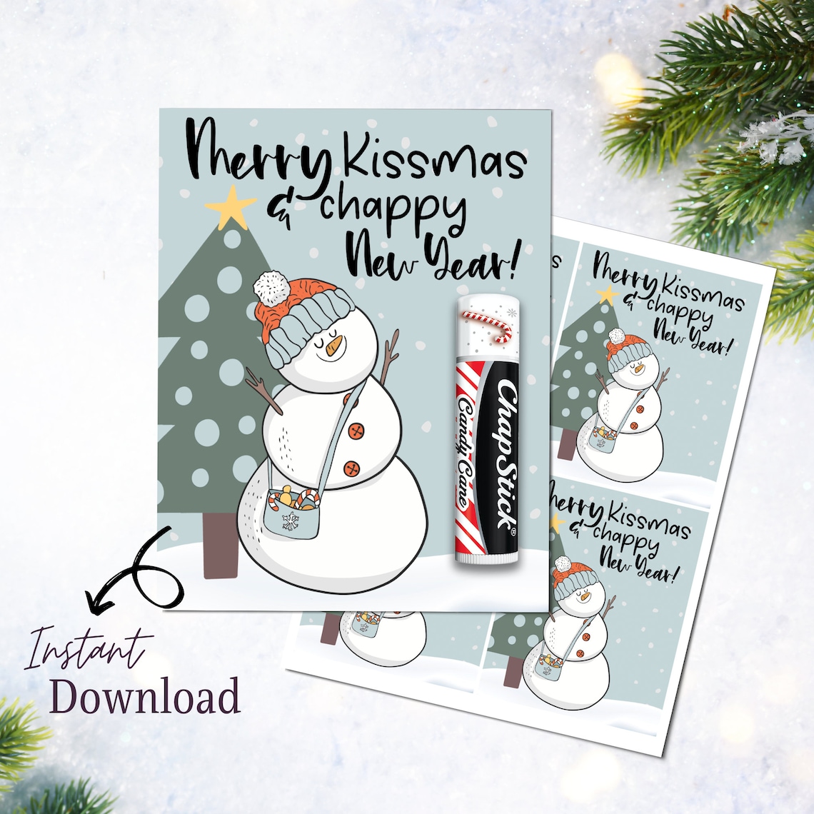 Printable Merry Kissmas and Chappy New Year Chapstick Gift Tag/card ...