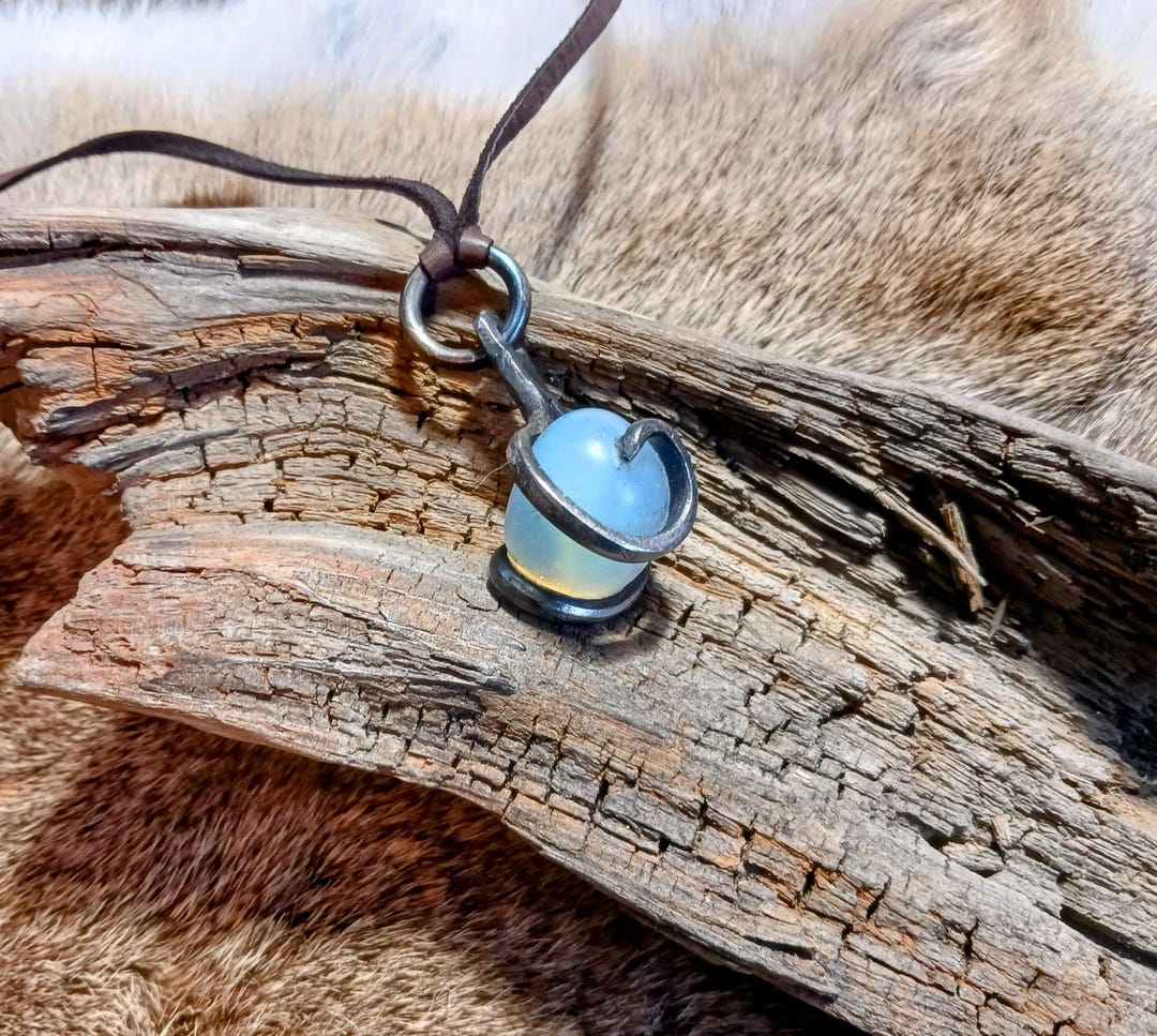 Primitive Hand Forged Steel With Opalite Pendant - Etsy