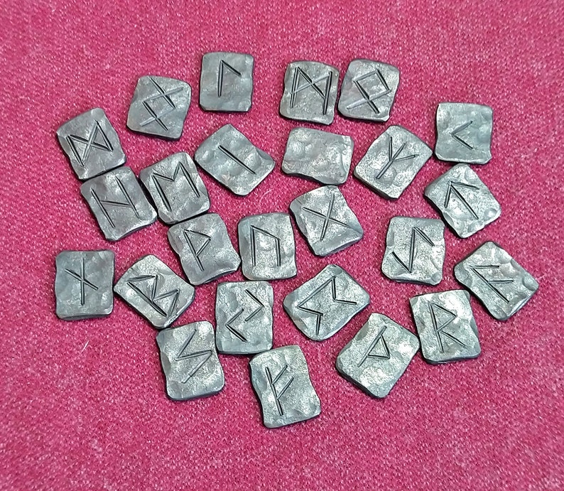 Complete Hand Forged Natural Rune Stone Set 24 Runes - Etsy