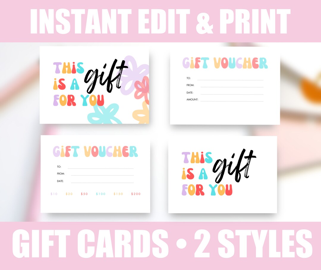 Gift Certificate Template Pack Business Cards Personalised Editable ...