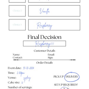 Wedding Cake Tasting Form Custom Editable Wedding Party Event Birthday ...