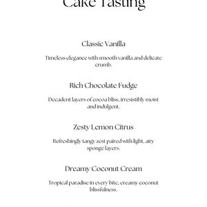 Wedding Cake Tasting Form Custom Editable Wedding Party Event Birthday ...