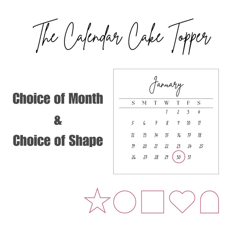 Editable Calendar Cake Topper 2025: Birthday, Valentine's, Engagement ...