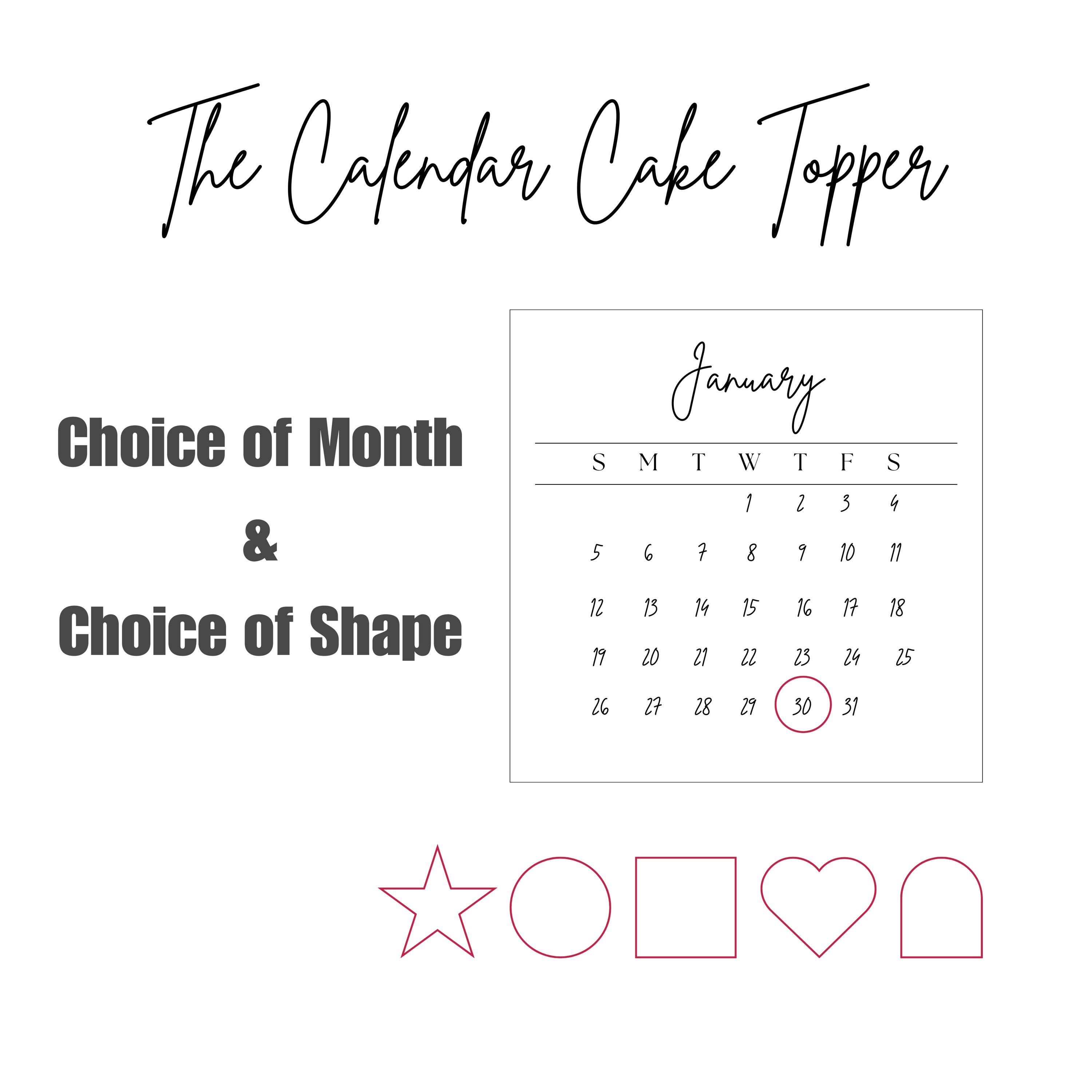 Editable Calendar Cake Topper 2025: Birthday, Valentine's, Engagement ...