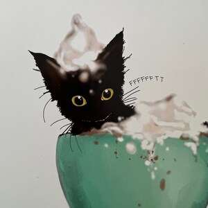Murph in a Coffee Mug / Funny Black Cat Art / Cat Kitchen Art - Etsy