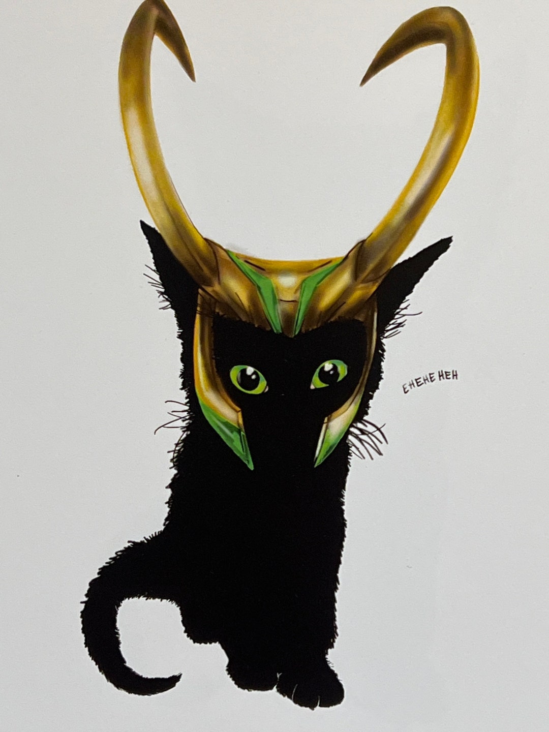 Loki Cat / Murph / Funny Black Cat Art/ 8x10 Inch Print of Original ...