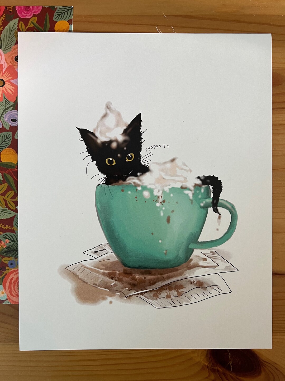 Murph in a Coffee Mug / Funny Black Cat Art / Cat Kitchen Art - Etsy