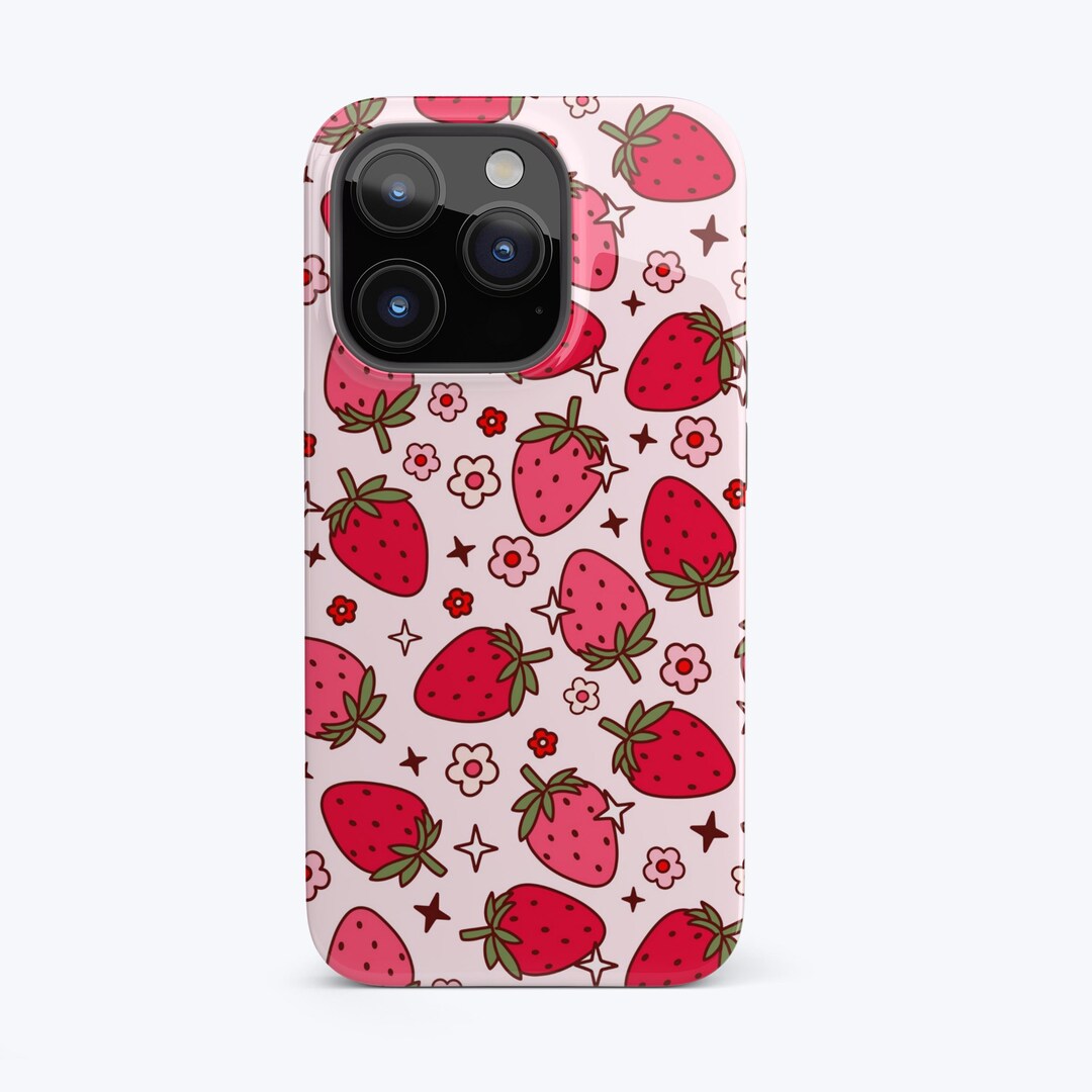 Strawberry Phone Case Iphone, Retro Daisy Berry Print - for iPhone 15 ...