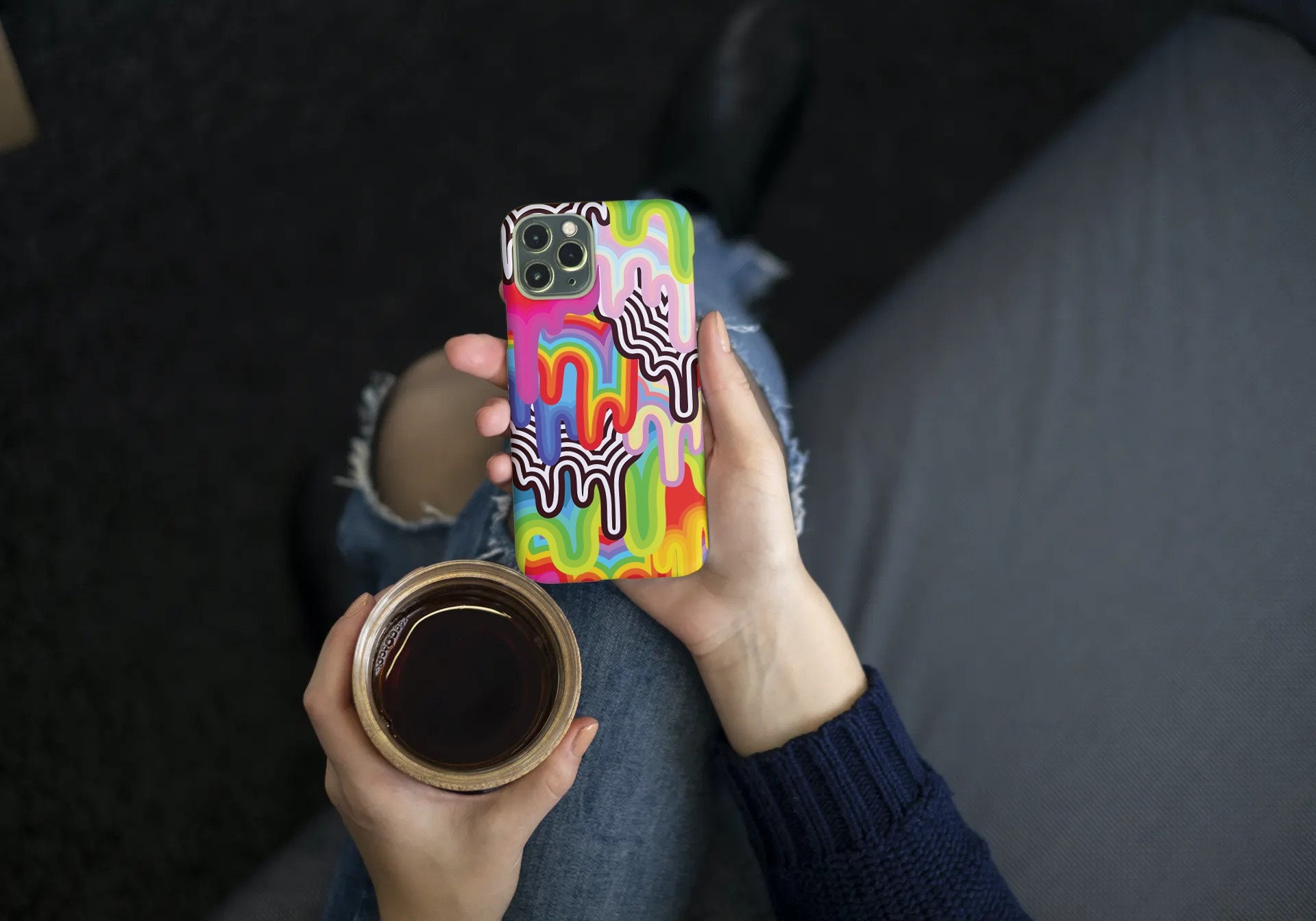 Indie Aesthetic Phone Case Trippy Pattern Cover for iPhone 7, 8 Plus ...