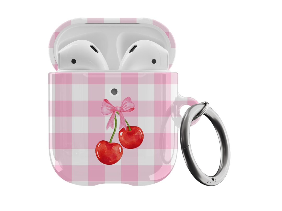 Coquette Cherry AirPod Case, Air Pod Pro Case, Pink Gingham, Airpods 1 ...