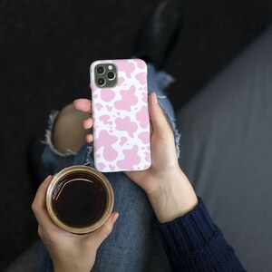 Pink Cow iPhone Case, Pink and White Cow Print Phone Case for iPhone ...