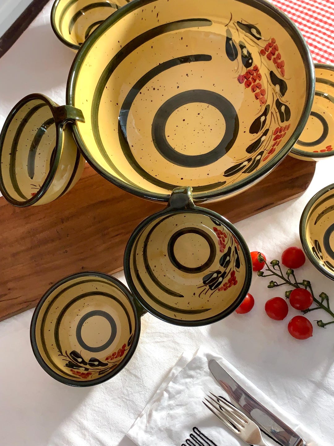 Ceramic Punch Bowl Set: Pedestal Bowl and Hooked Cups - Etsy
