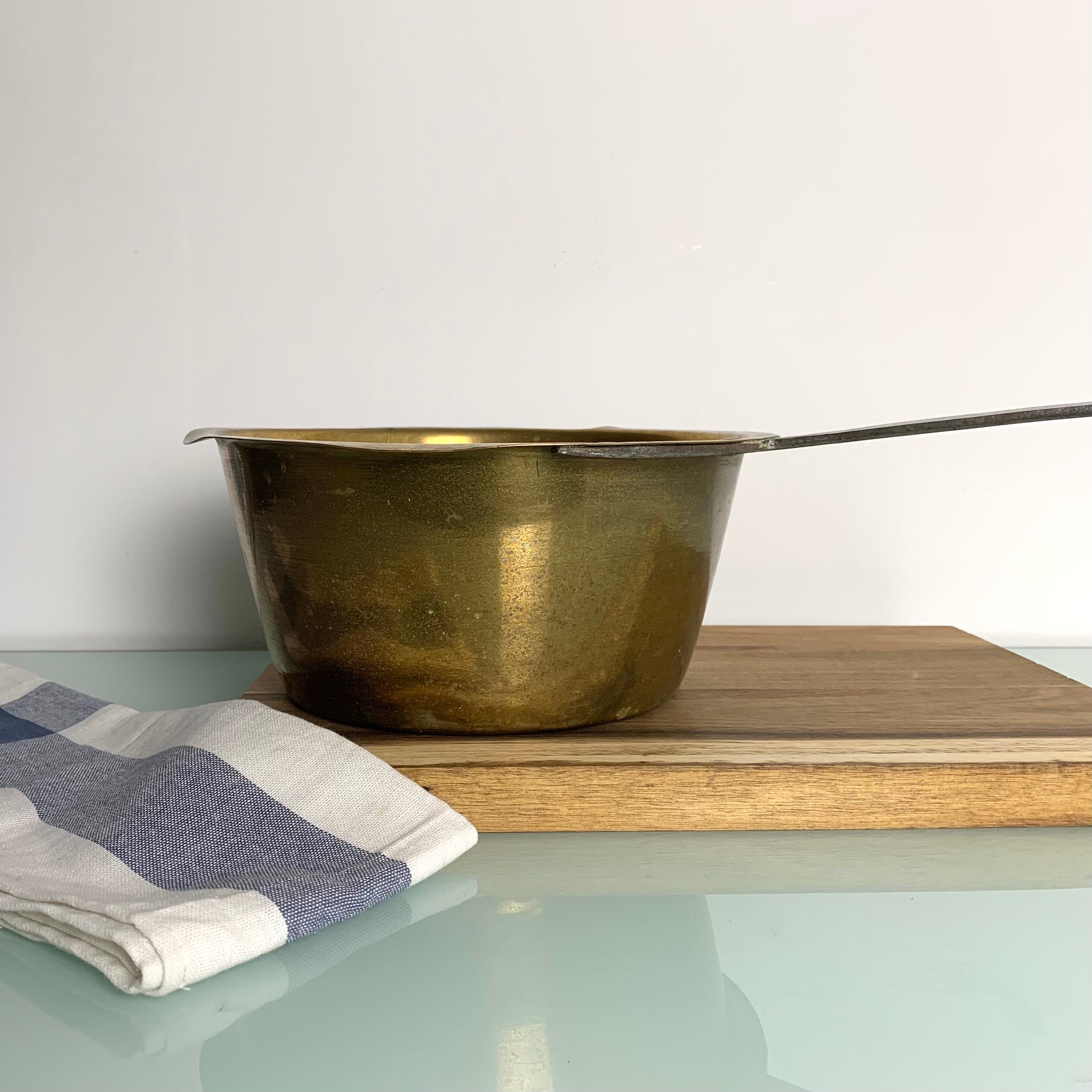 Vintage Brass Pot, Long Handle Brass Saucepan - Etsy