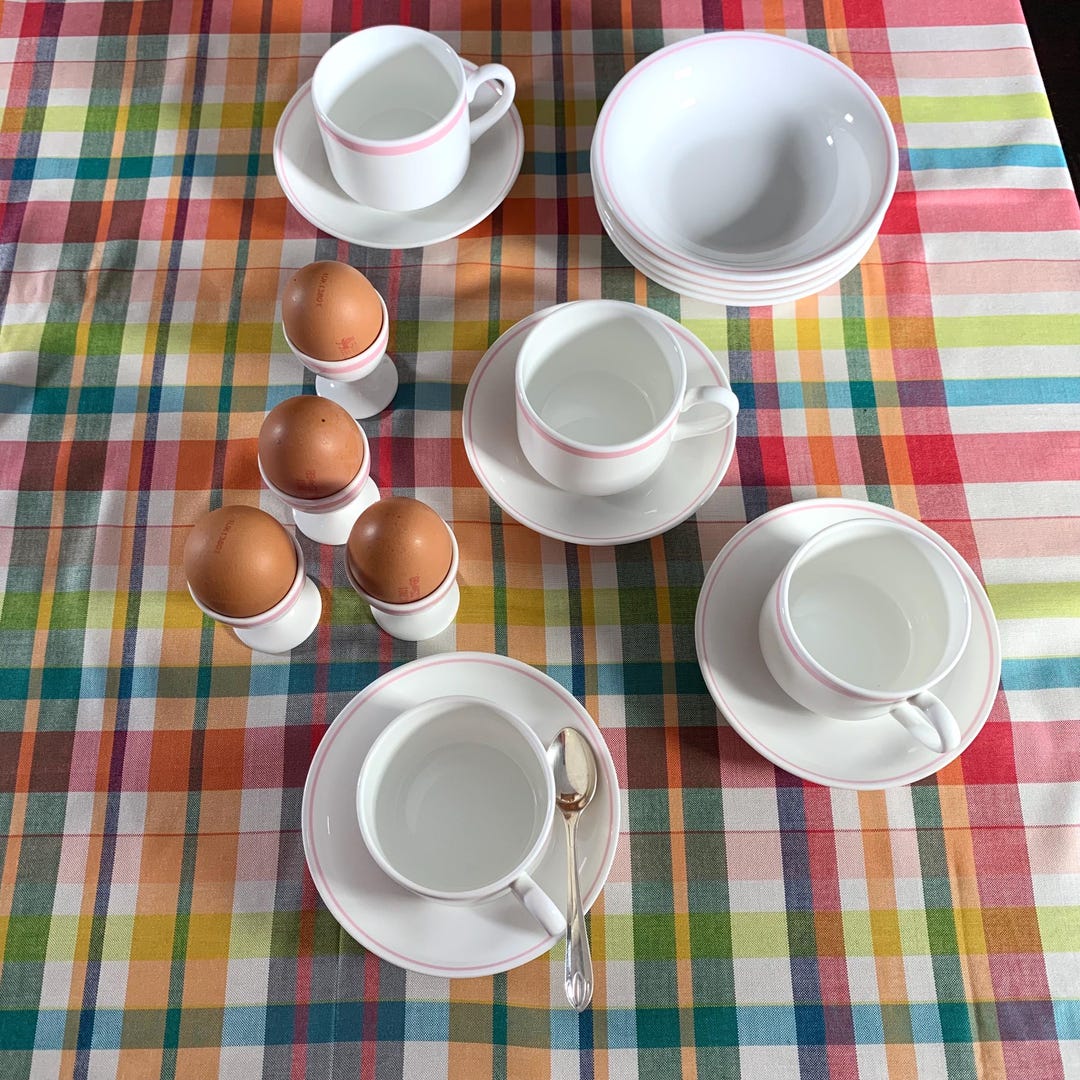 Wedgwood Setbone China Breakfast Setpink and White Stripe Set Breakfast ...