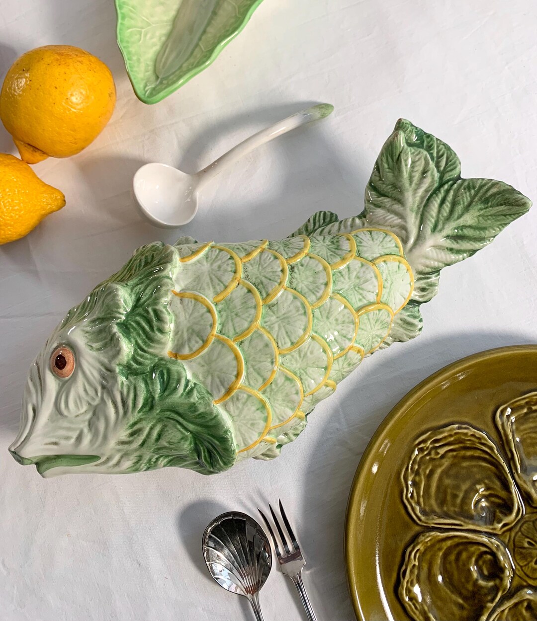Vintage Ceramic Fish Tureen|weiss Fish Dish Italian Green Fish|fish ...