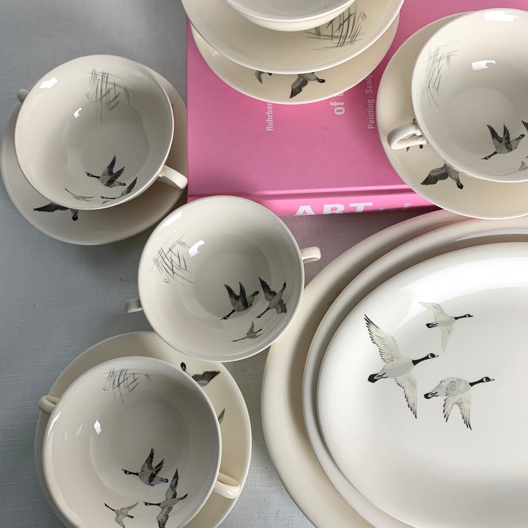 Vintage Art Deco Serving Set, Flying Birds Tableware, Art Deco ...