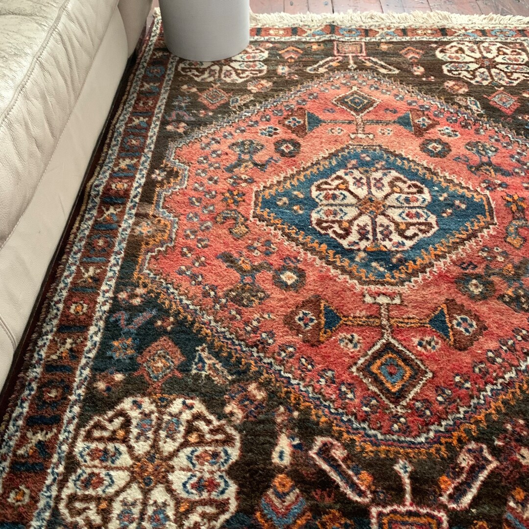 Vintage Handmade Wool Persian Rugbrown/beige/geometric Motif ...