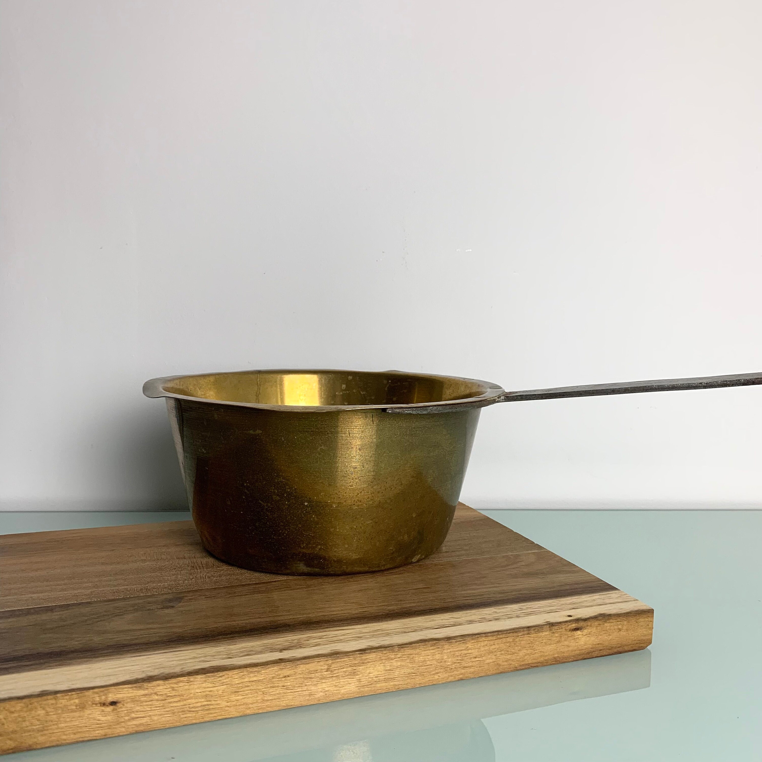 Vintage Brass Pot, Long Handle Brass Saucepan - Etsy