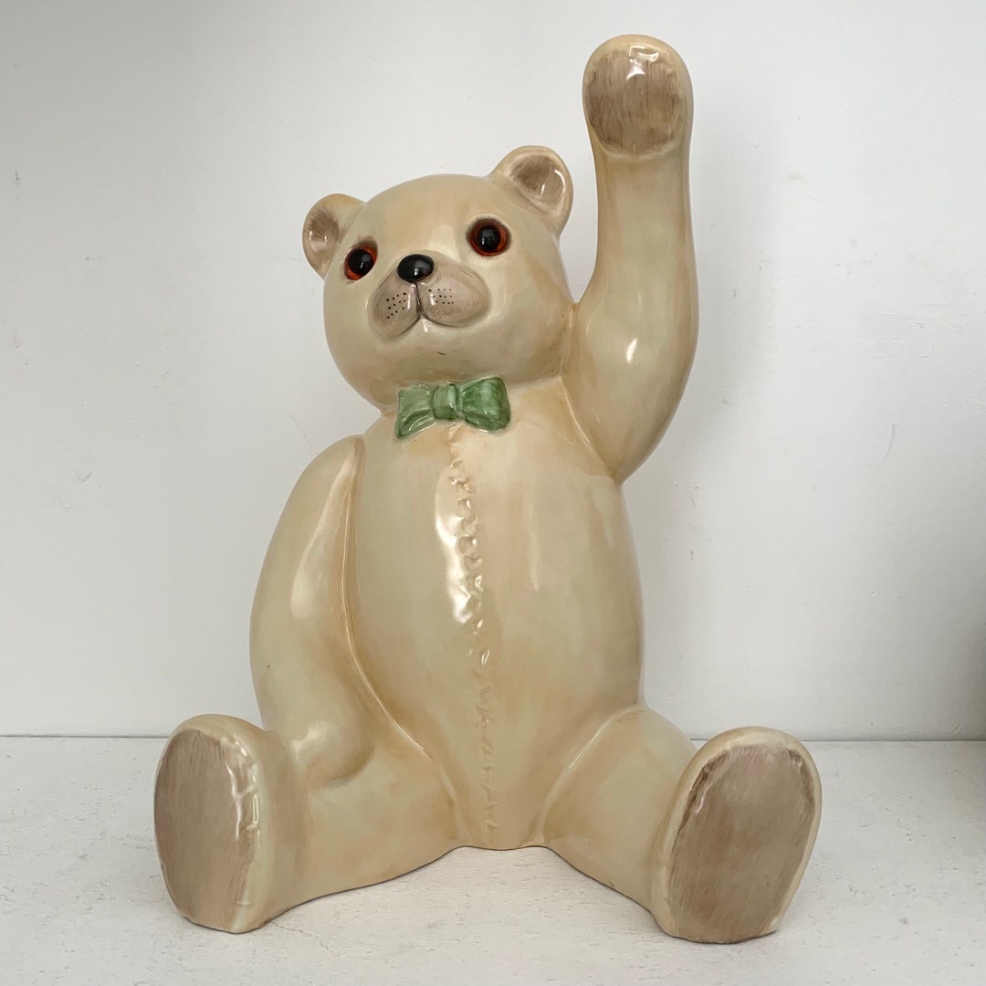 Ceramic Teddy Bear|sitting Teddy Bear| Bear Ornamet|collectable Pottery ...