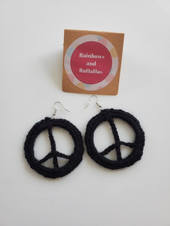 Crochet Peace Sign Earrings Pattern | Etsy