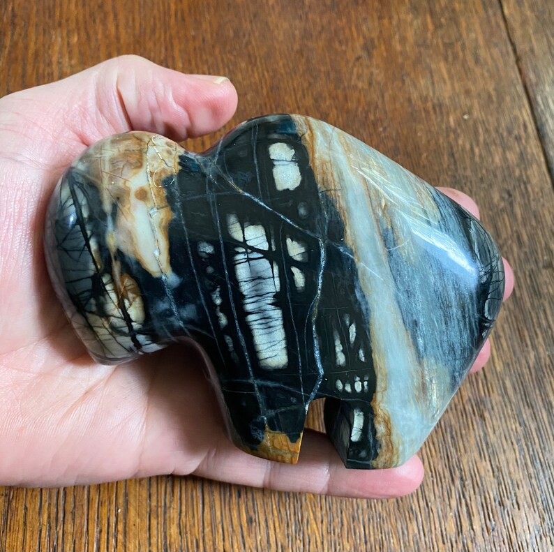 Picasso Marble, Hand Carved Bison/buffalo Figure - Etsy