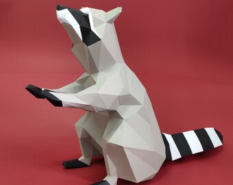 Papercraft Racoon | Etsy