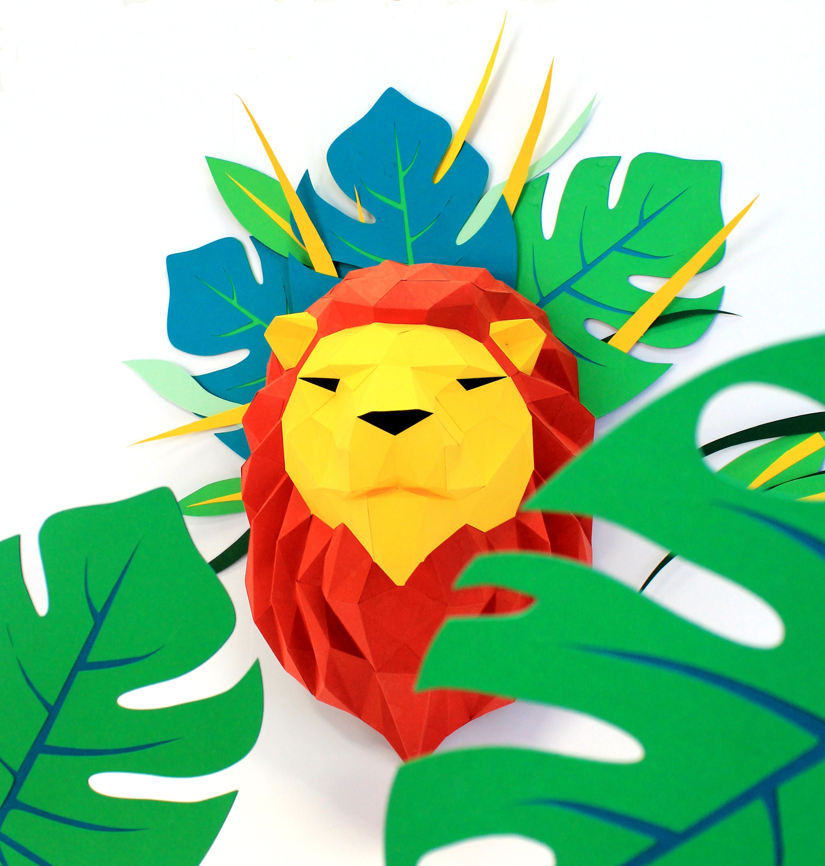 Papercraft Lion PDF Template DIY paper Low Poly Lion Trophy | Etsy