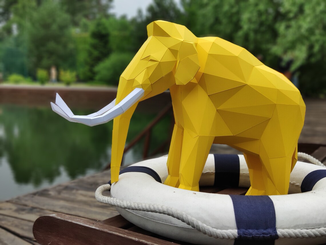 Papercraft Mammoth PDF Template DIY paper Low Poly Mammoth | Etsy