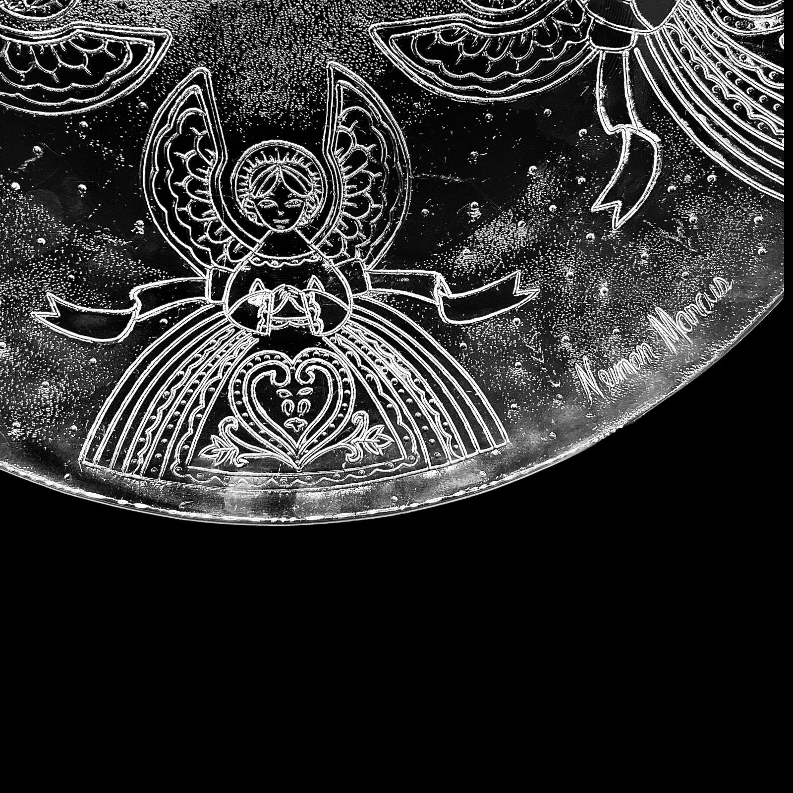 Neiman Marcus Pilgrim Glass Angel Hearts Clear Serving Platter - Etsy