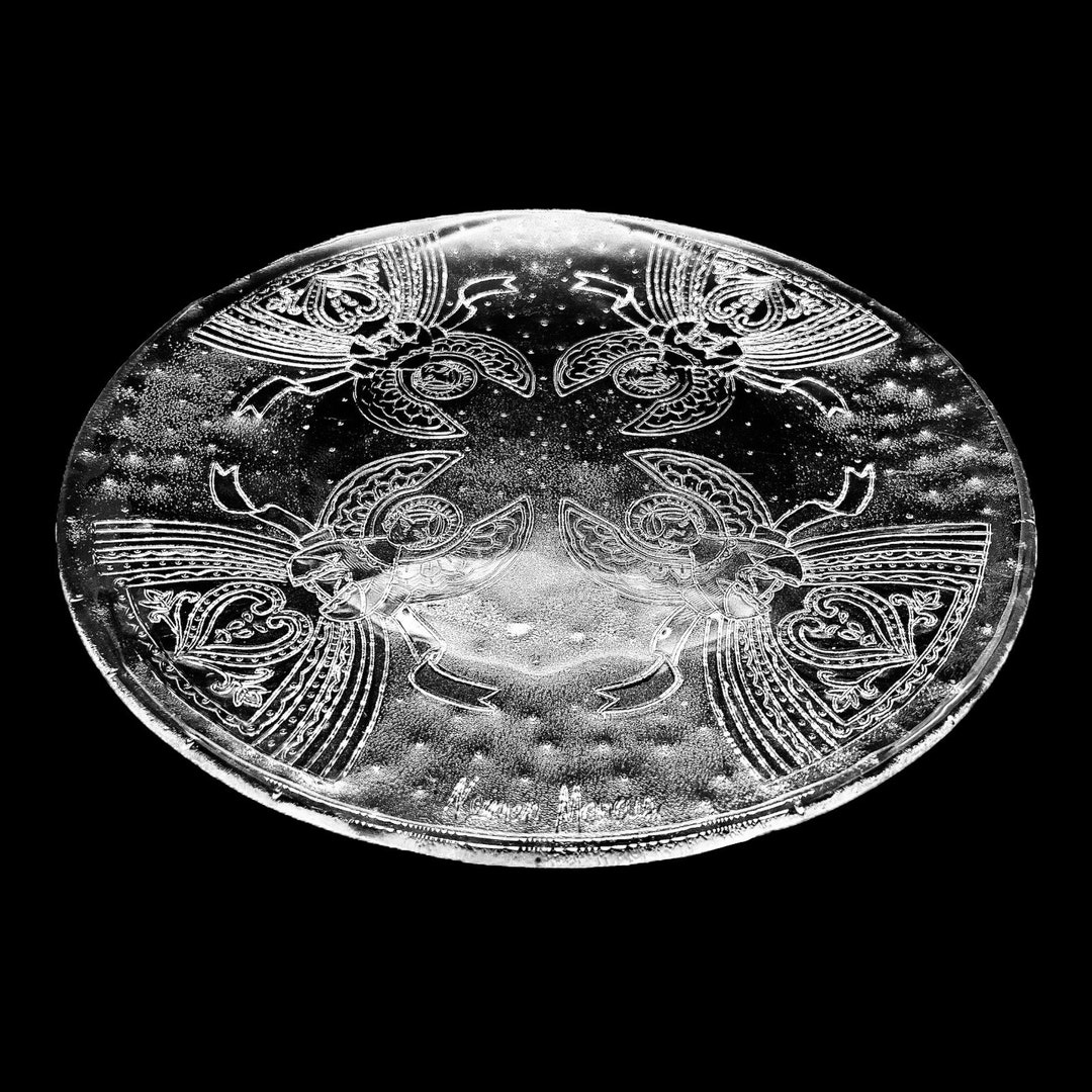 Neiman Marcus Pilgrim Glass Angel Hearts Clear Serving Platter - Etsy