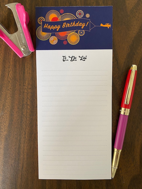Happy Birthday Note Pad / Lined Notepad / to Do List / | Etsy