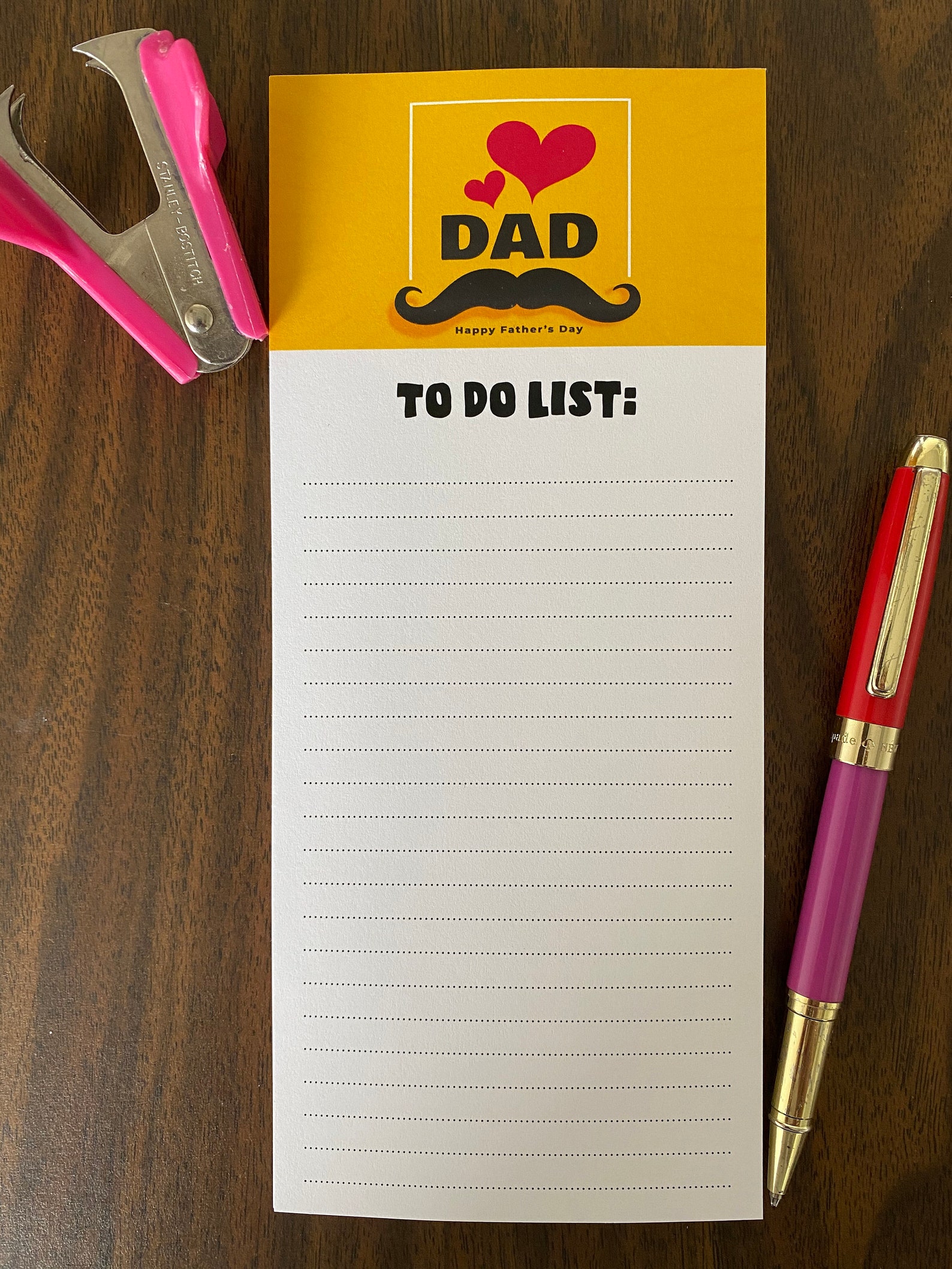 Happy Father's Day Note Pad / Lined Notepad / to Do List / Dad / Hearts ...