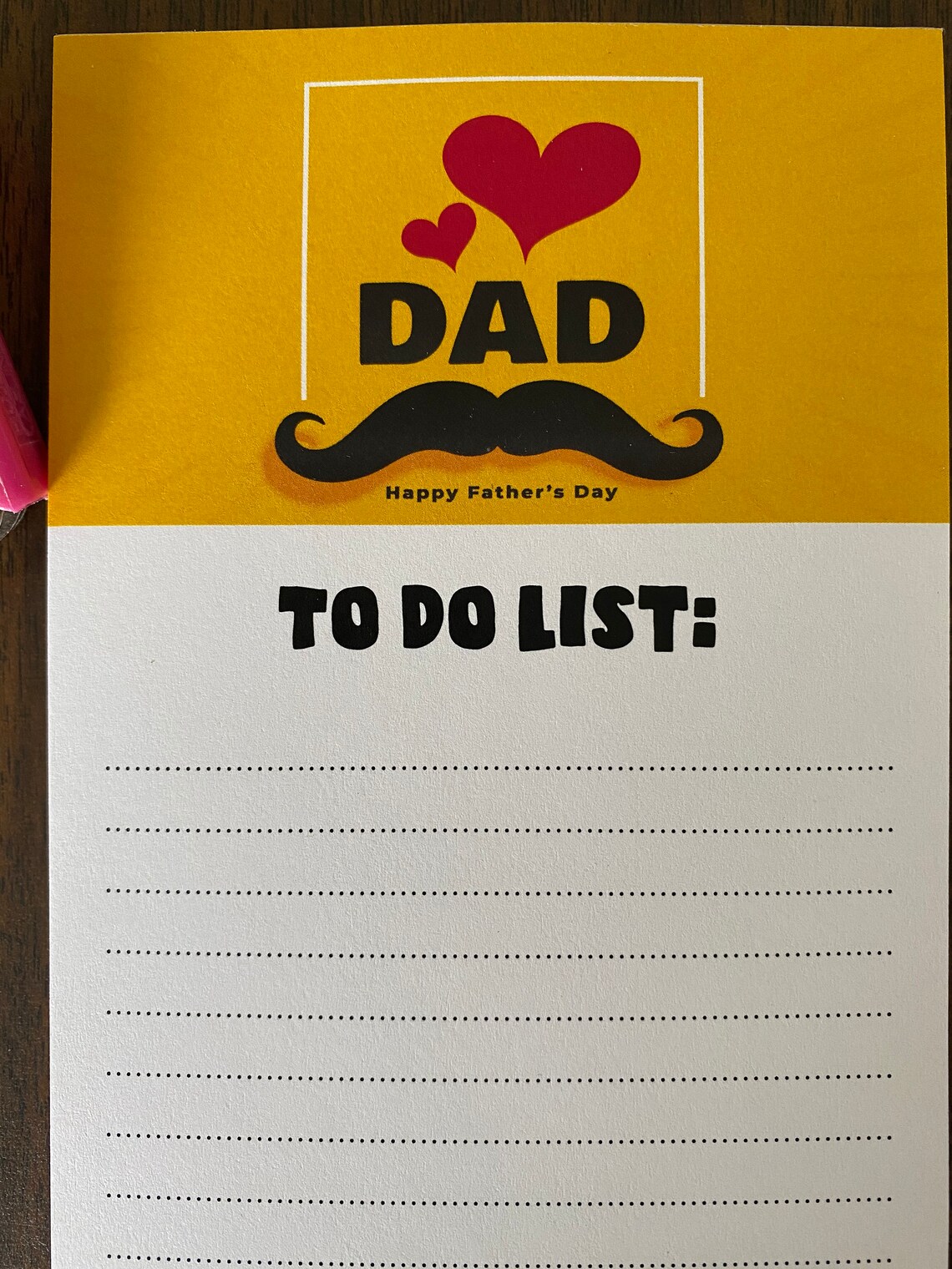 Happy Father's Day Note Pad / Lined Notepad / to Do List / Dad / Hearts ...
