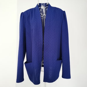 Vintage 90's Royal Blue Open Jacket, Spring Blazer, Leaf Pattern Blazer ...