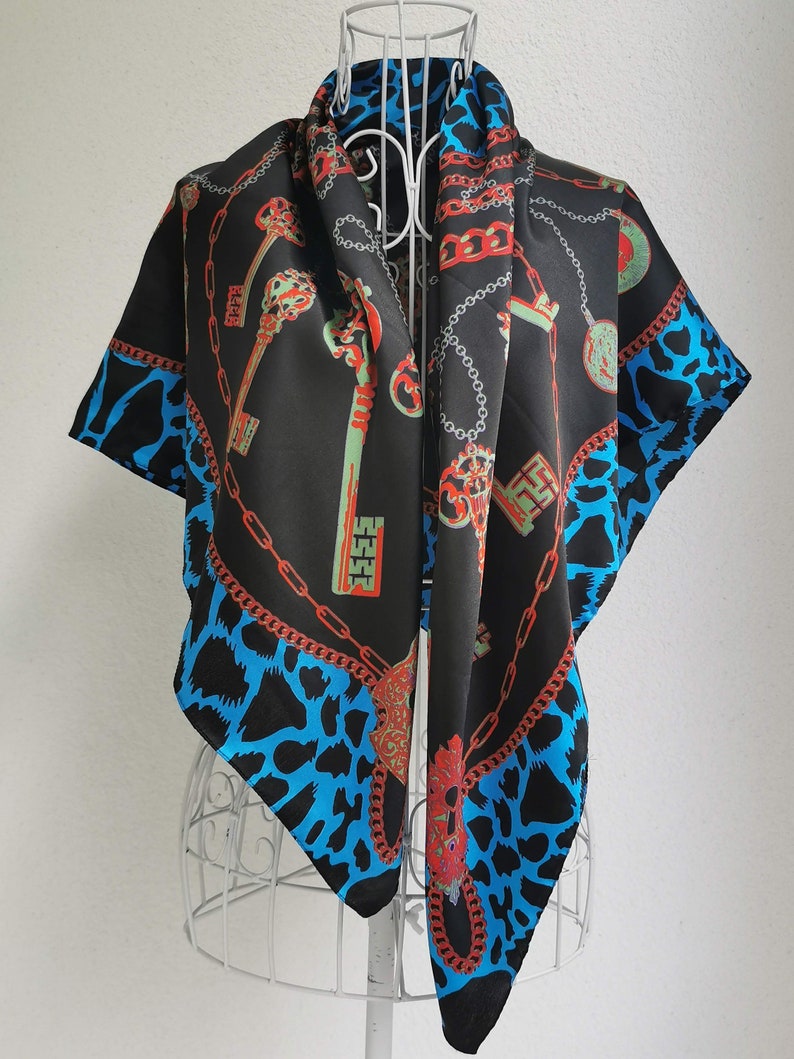 Vintage 80's Keys & Chains Print Scarf Novelty / Animal - Etsy