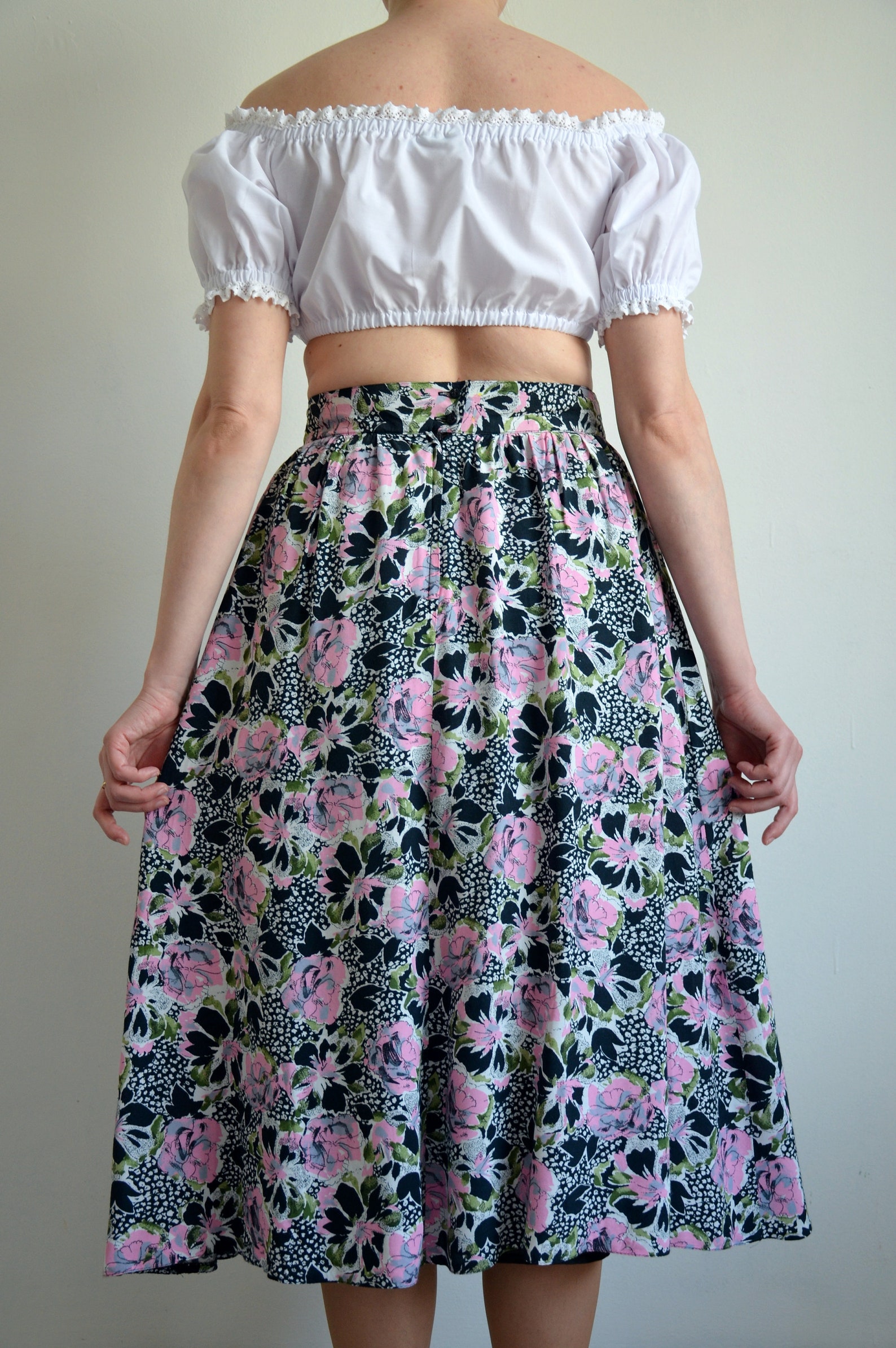 Vintage 80s Floral Mid-calf Skirt, Boho Pleated Skirt, Colorful Summer ...