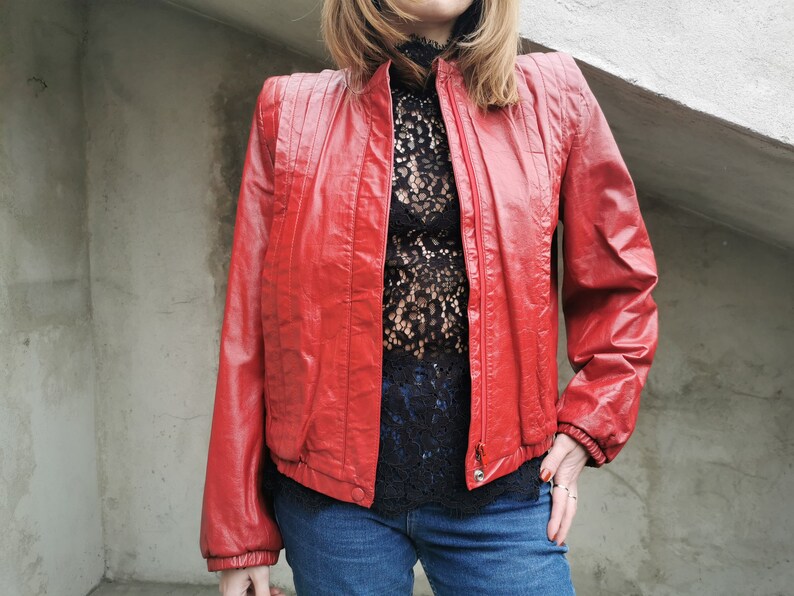 Vintage 90's Red Leather Jacket Genuine Leather Jacket - Etsy