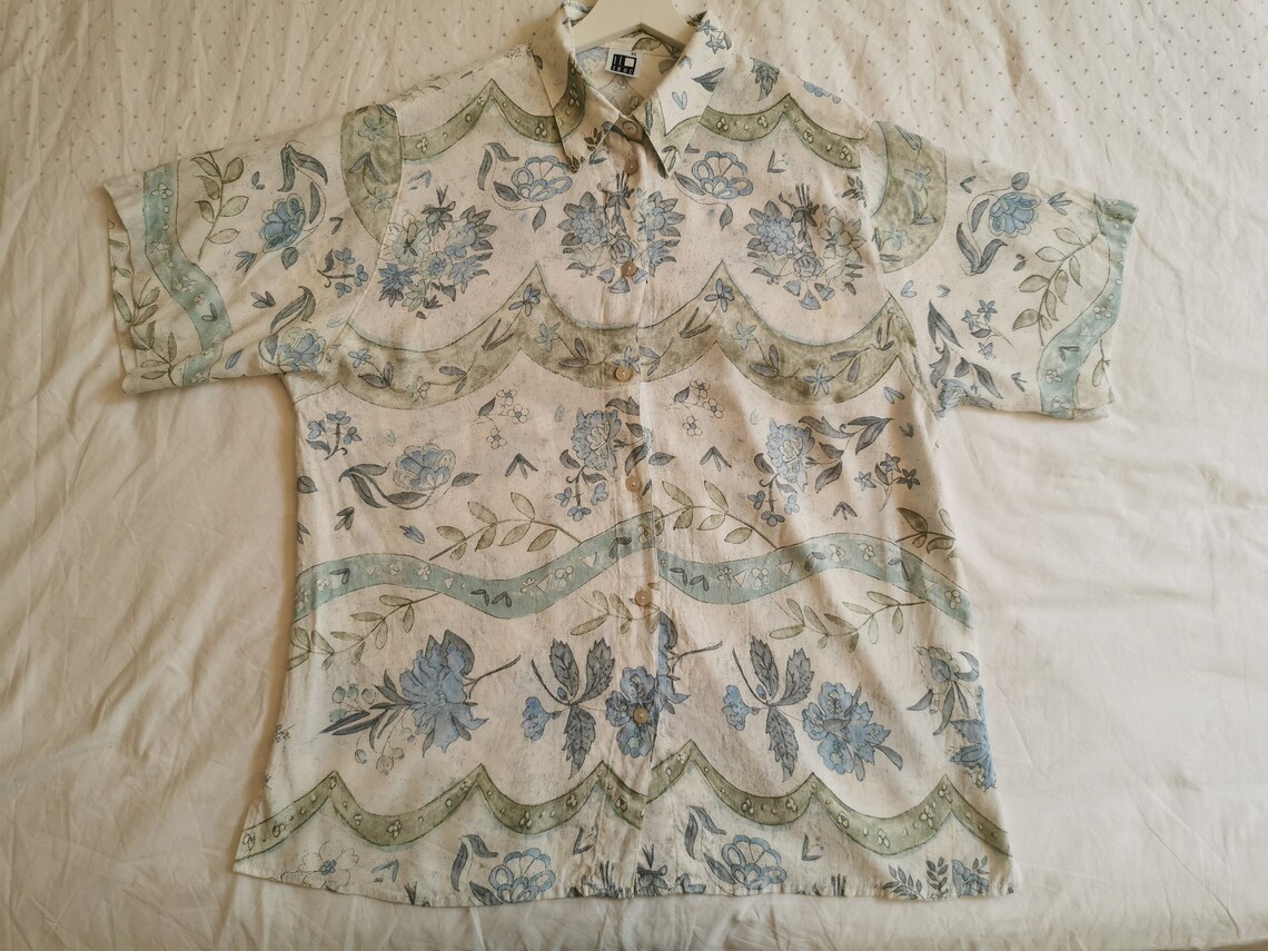 Vintage 90's Floral Print Top Pastel Colors Blouse | Etsy