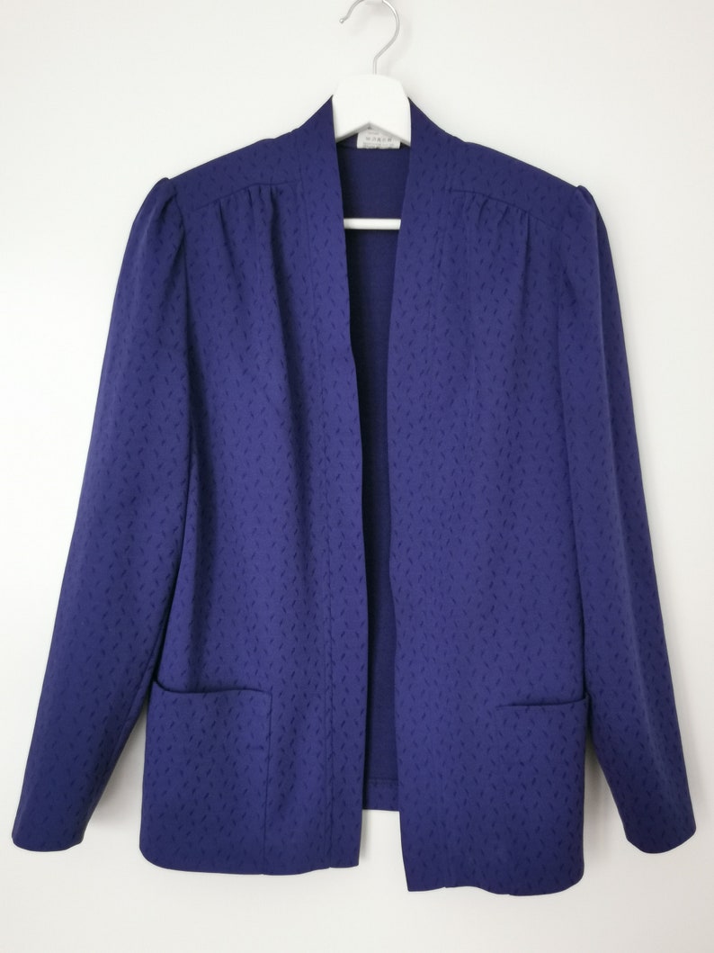 Vintage 90's Royal Blue Open Jacket Spring Blazer Leaf - Etsy