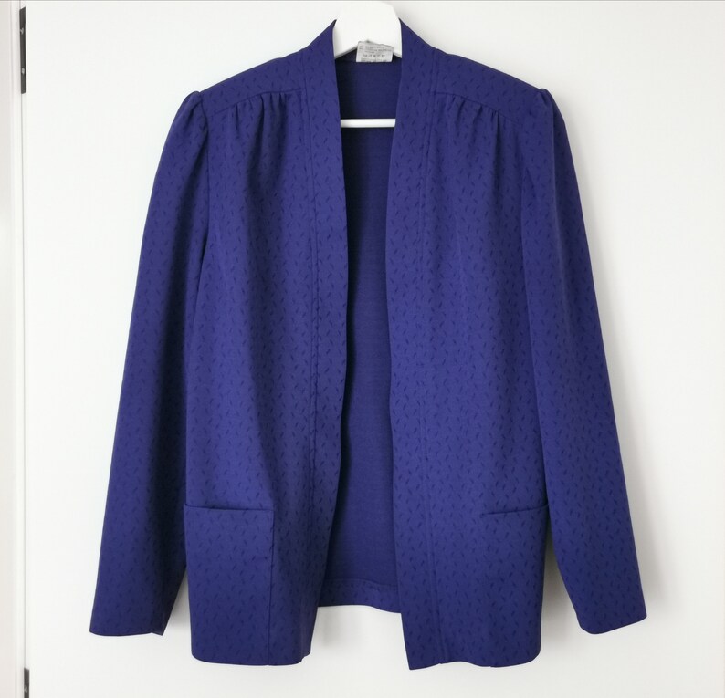 Vintage 90's Royal Blue Open Jacket Spring Blazer Leaf - Etsy