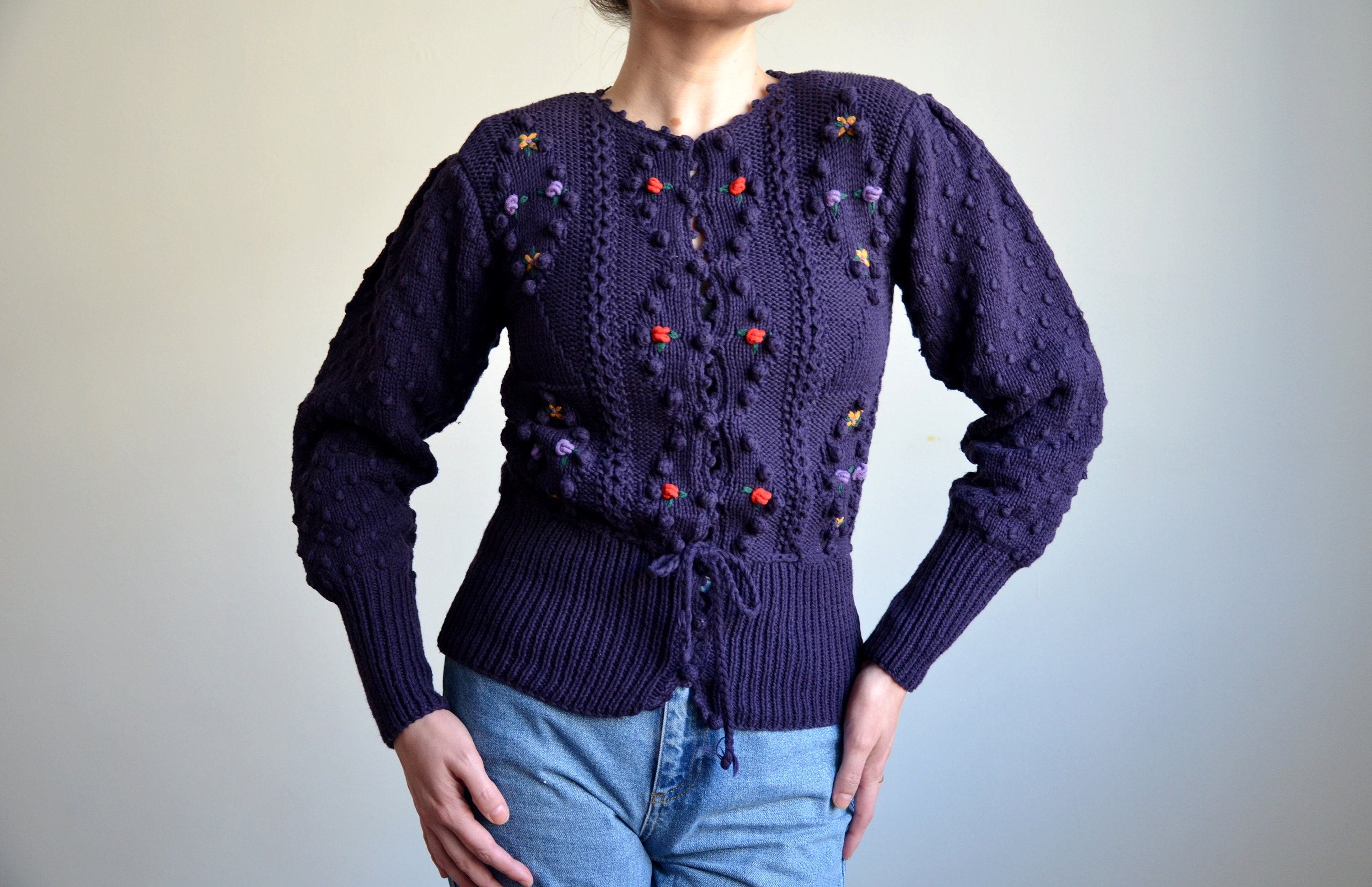 Embroidered Austrian Knit Cardigan - Etsy Embroidered Austrian Knit Cardigan - Etsy
