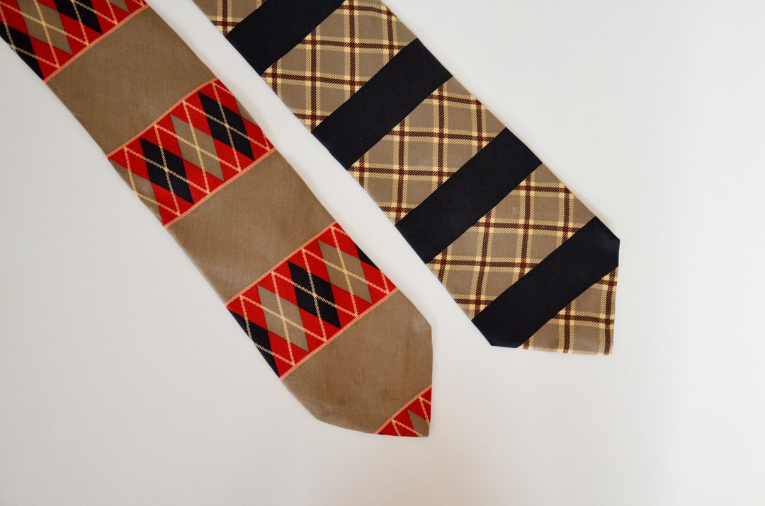 Vintage LLOYDS Silk Ties, 90s Check & Argyle Neckties, Made in Italy - Etsy